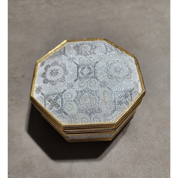 Jewelry | Vintage Cream And Brocade Midcentury Octagon Shaped Jewelry ...